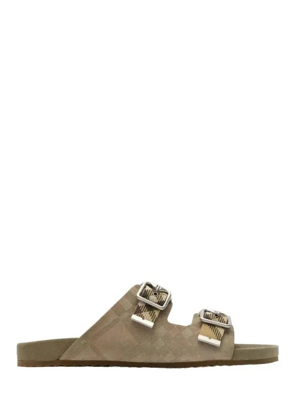 Burberry Check Suede Urchin Sandals - Neutrals