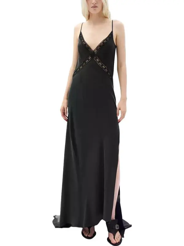 ANN DEMEULEMEESTER Lala Lace-trim Split Maxi Dress - Black