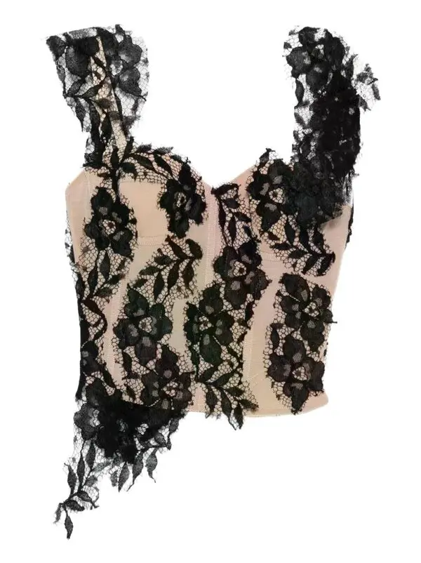 Giuseppe Di Morabito Floral Lace Corset Top - Neutrals