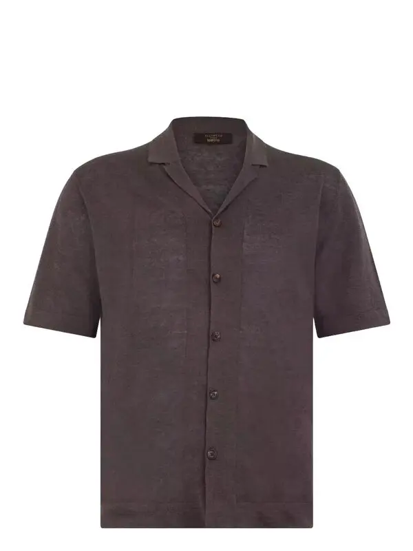 SLOWEAR Buttoned Short-sleeve Knitted Shirt - Brown