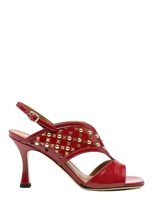 EVALUNA Stud-embellished Sandals - Red