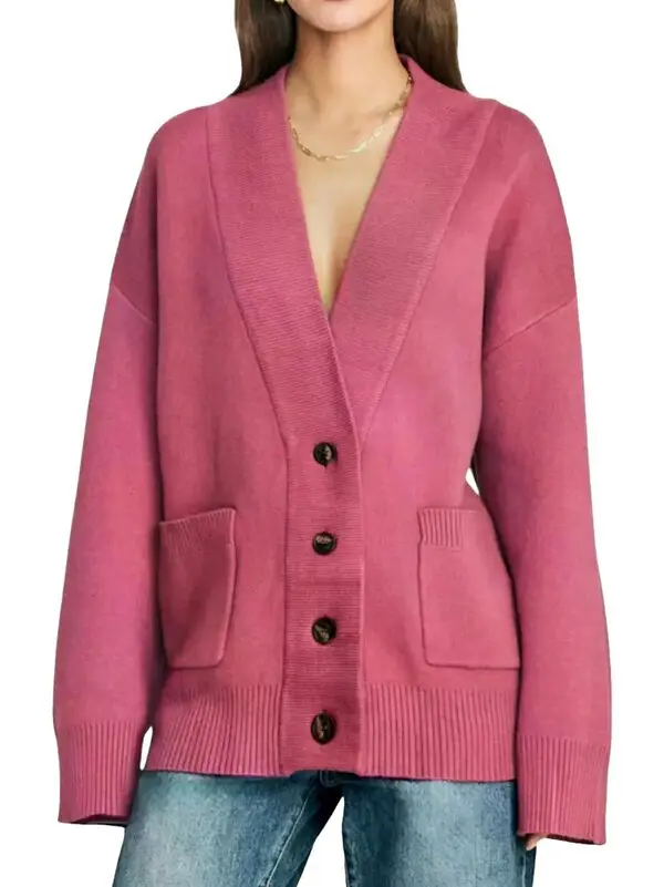 SEROYA Carley V-neck Cardigan - Pink