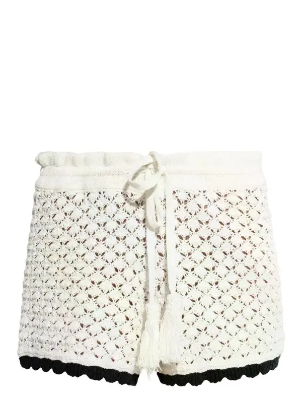 AKEP Contrast-edges Knitted Shorts - White