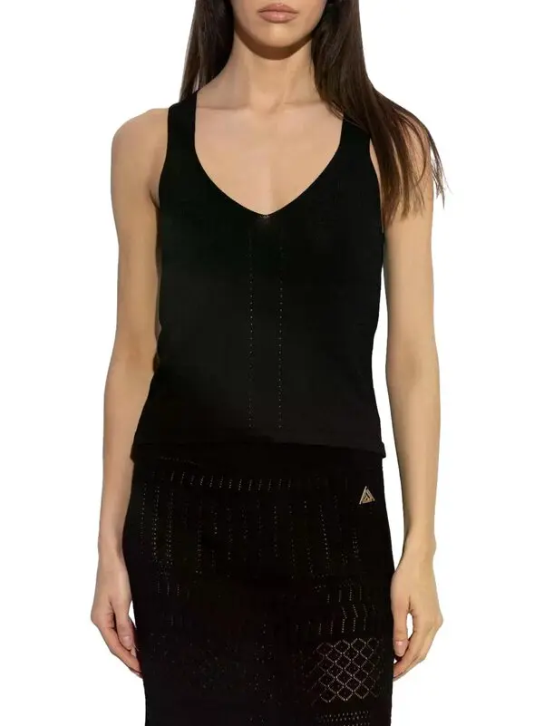 AKEP Sleeveless V-neck Top - Black