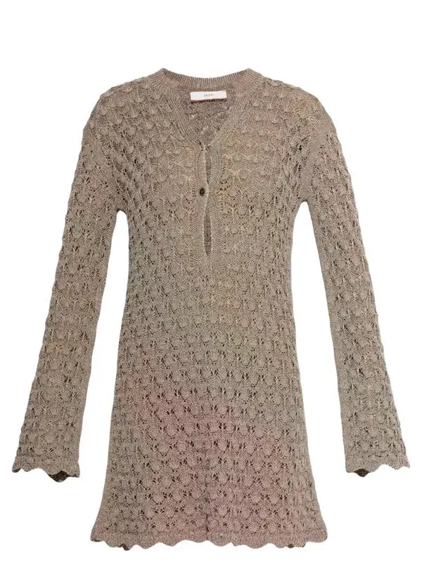 AKEP Openwork Mini Dress - Brown