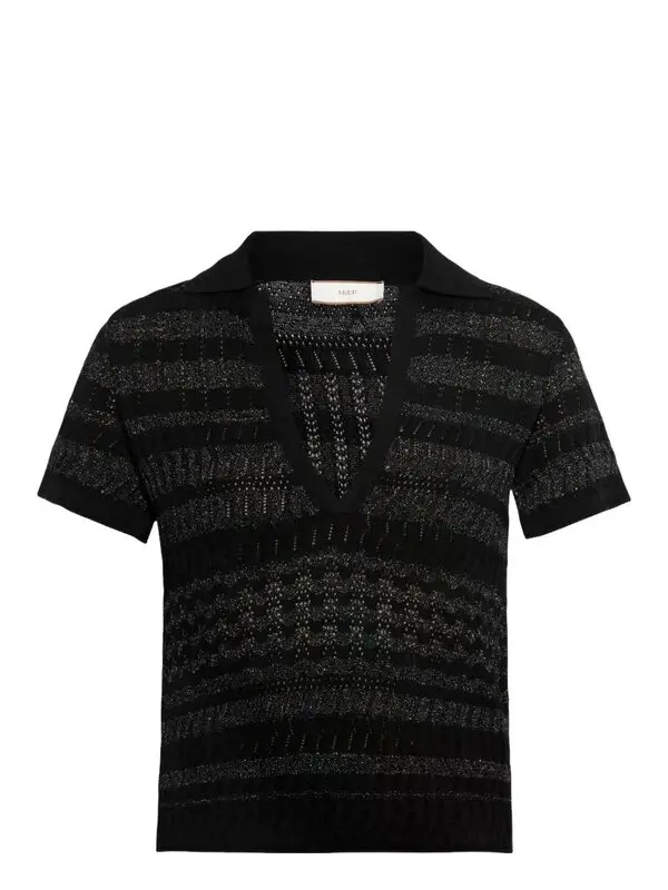 AKEP V-neck Knitted Top - Black