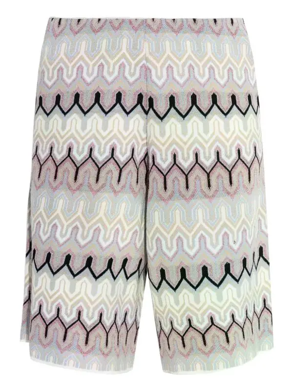 AKEP Geometric-pattern Bermuda Shorts - White
