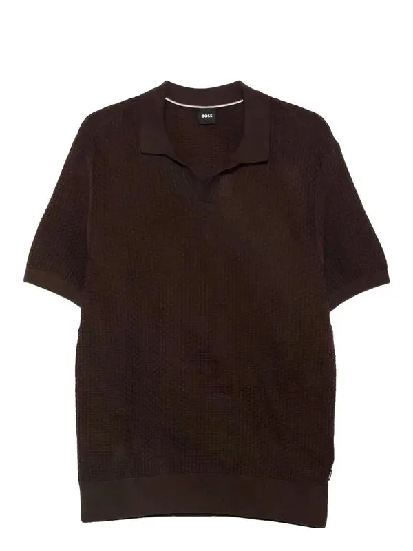 BOSS Texture V-neck T-shirt - Brown
