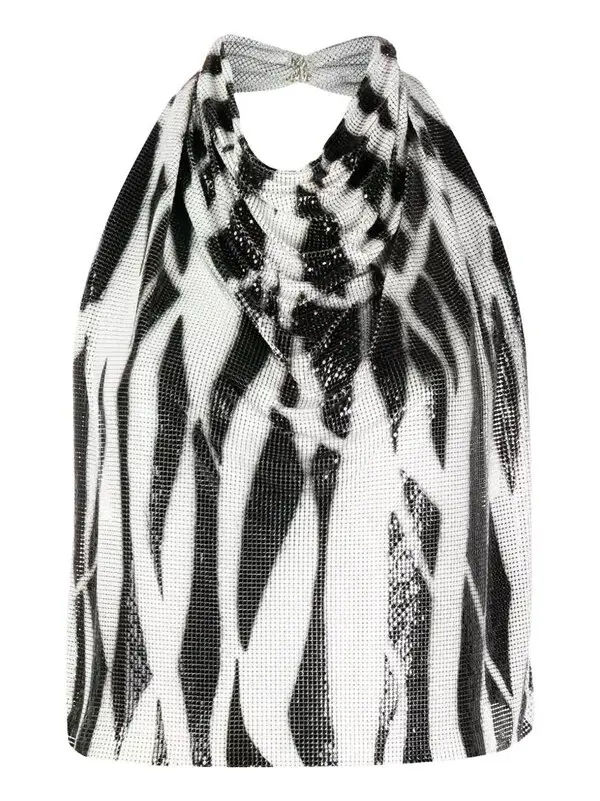 Versace Zebra-print Open Back Top - White