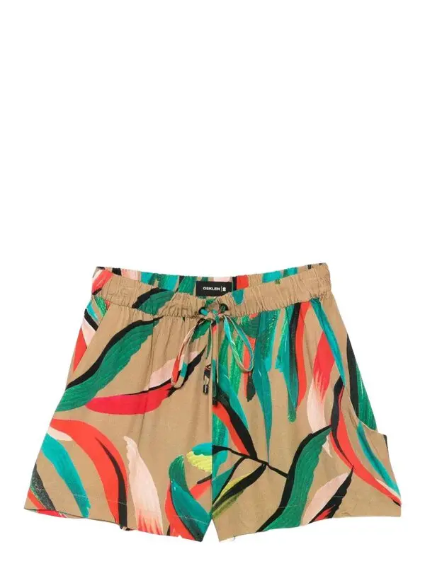 OSKLEN Floral Print Drawstring Shorts - Neutrals