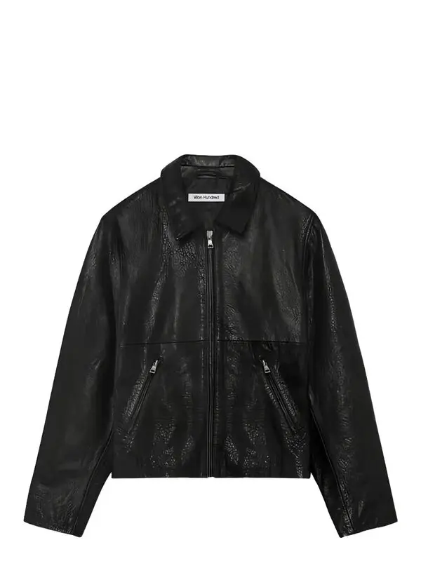 WON HUNDRED Collared Leather Jacket - Black