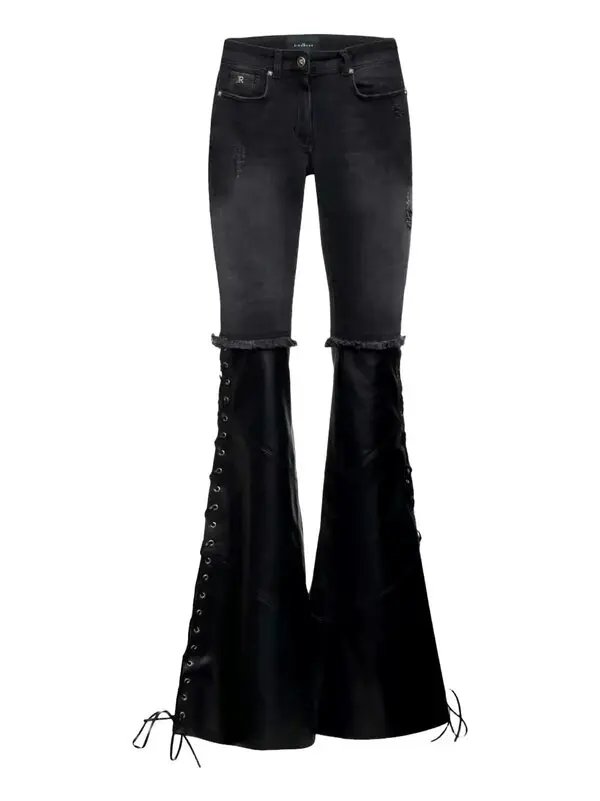 John Richmond Lace-up Flared Jeans - Black