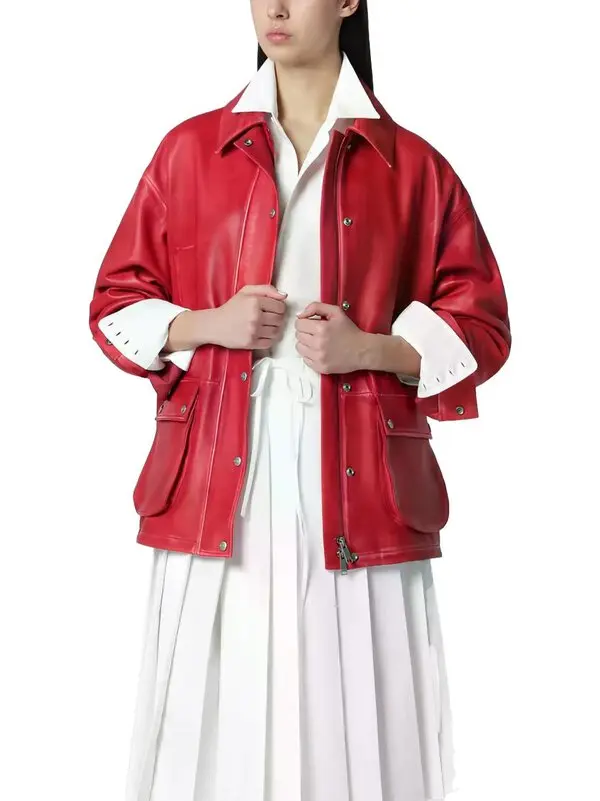 HALFBOY Leather Buttoned Jacket - Red