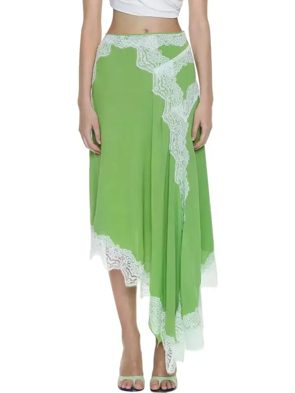 Christopher Esber Verve Lace Detail Asymmetric Skirt - Green