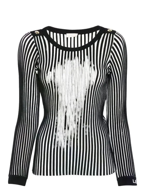 Liu Jo Striped Button Top - Black
