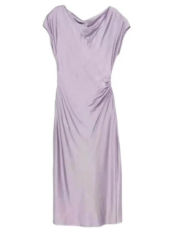 Liu Jo Cowl-neck Draped Midi Dress - Purple