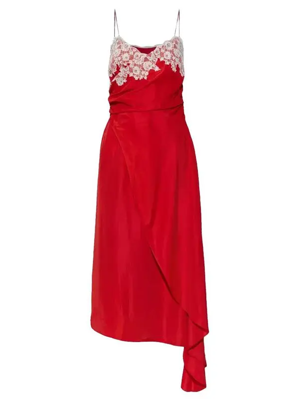 Moschino Lace Asymmetric Midi Dress - Red