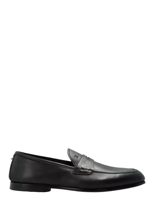 FABI Almond-toe Leather Loafers - Black