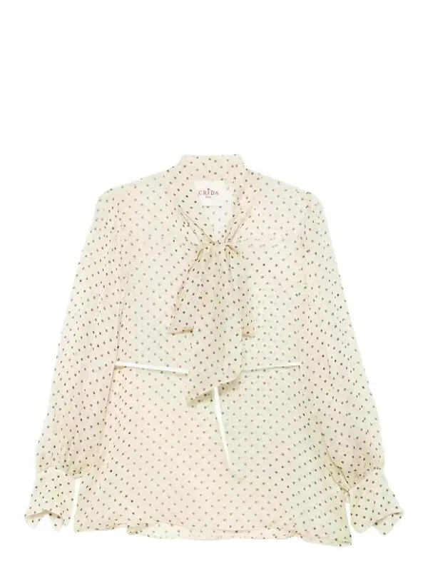 CRIDA MILANO Polka-dot Silk Blouse - Neutrals