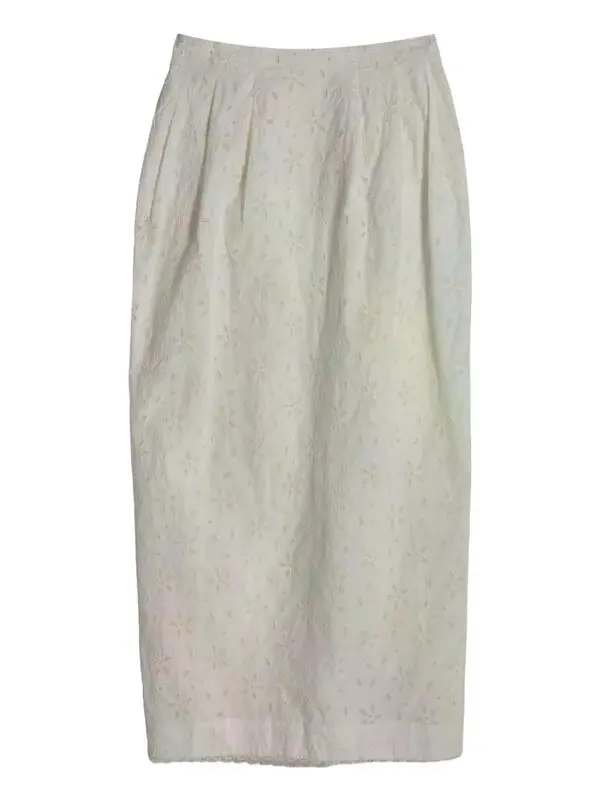 Posse Salma Floral Column Midi Skirt - White