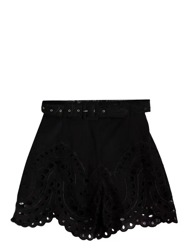 Charo Ruiz Ibiza Eyelet-detail Belted Shorts - Black