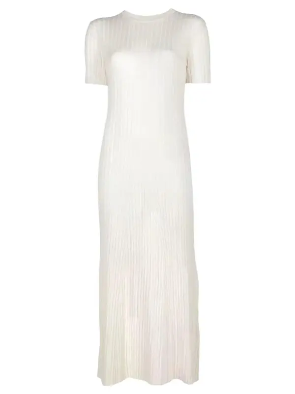 LISA YANG Isabela Ribbed Midi Dress - White