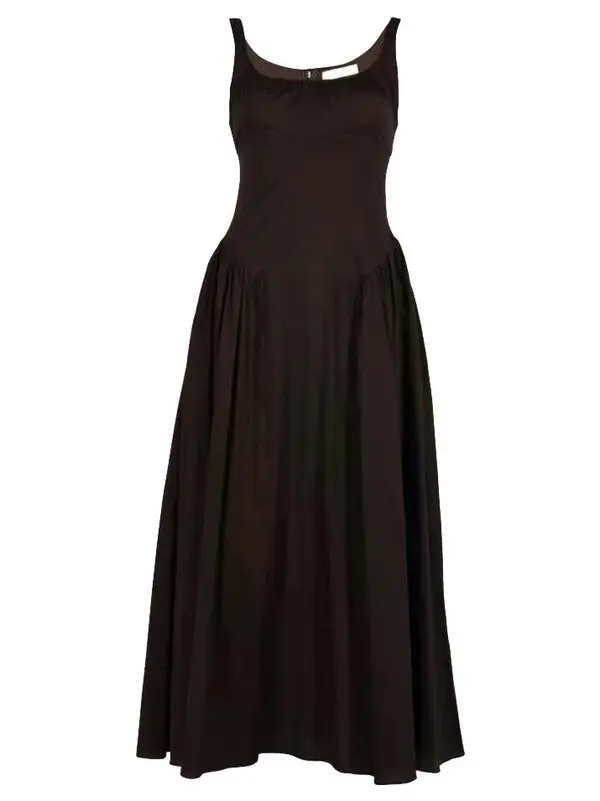 Faithfull The Brand Marcella Shirred Midi Dress - Brown
