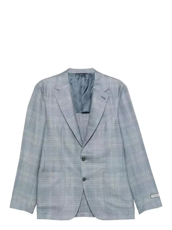 Canali Checked Two-button Blazer - Blue