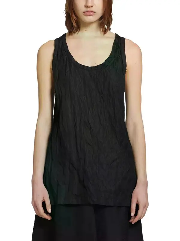 TOTEME Crinkled Cotton Tank Top - Black