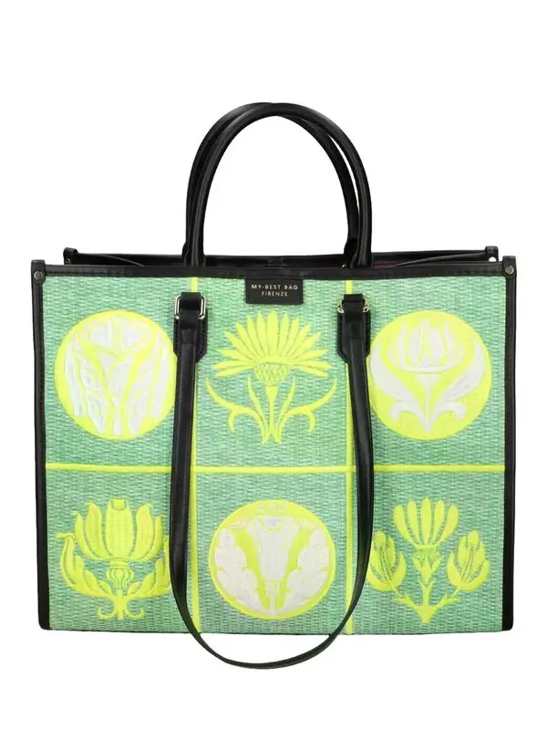 MY BEST BAG FIRENZE Embroidered Pattern Tote - Green