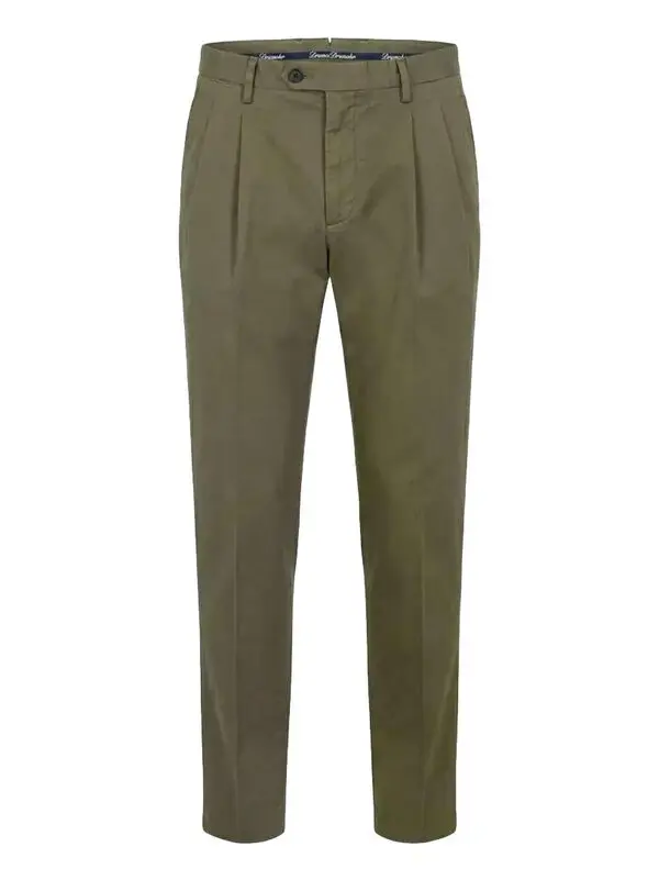 DRUMOHR Pleated Cotton Trousers - Green