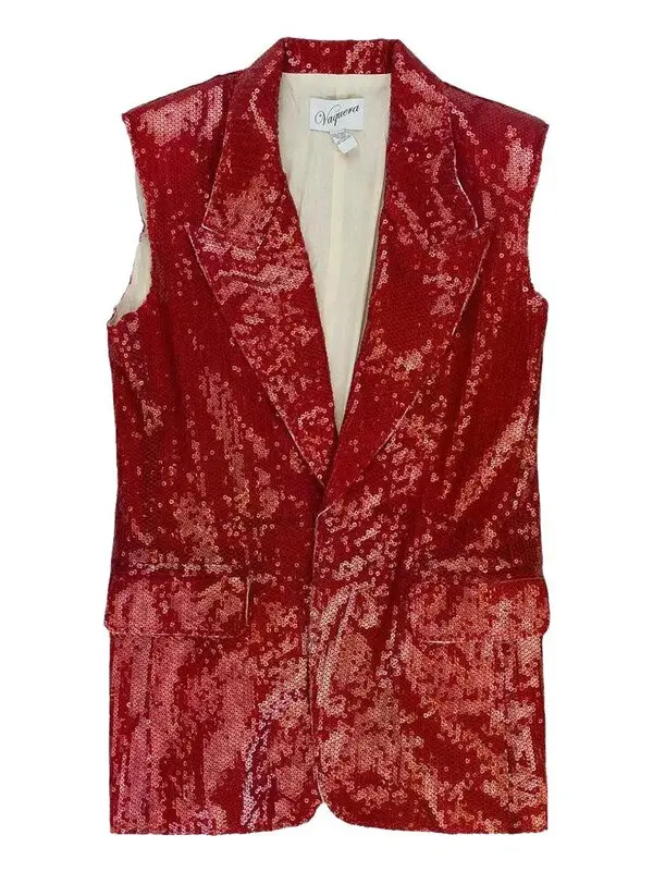Vaquera Sequin-embellished Gilet - Red