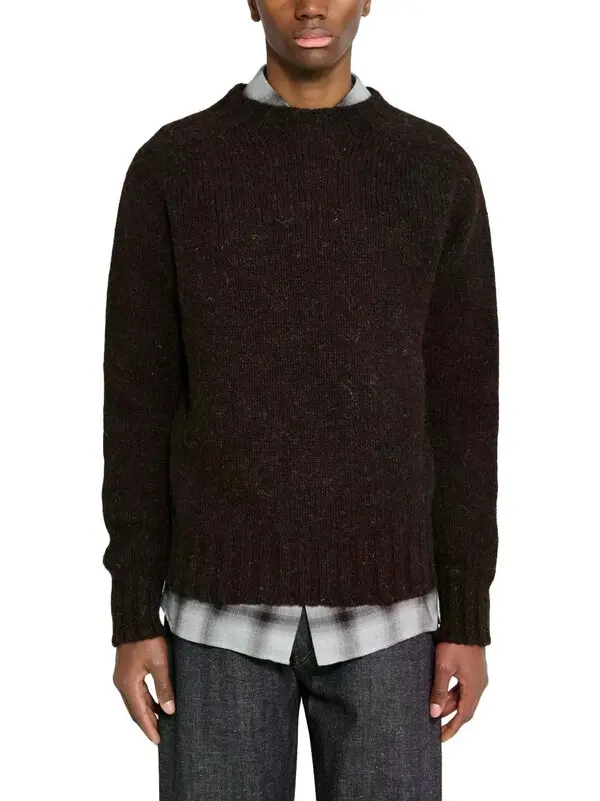 MARGARET HOWELL Crew-neck Wool Sweater - Brown
