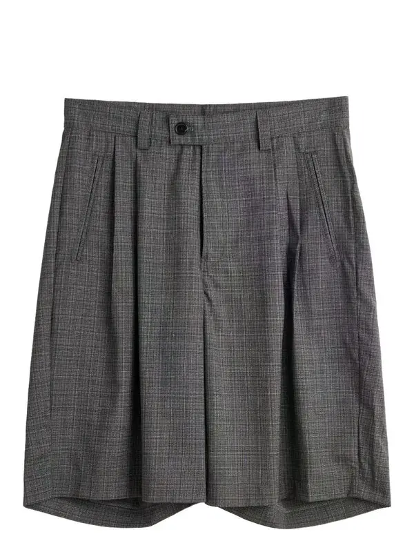 CARTER YOUNG Pleated Checked Pattern Shorts - Grey