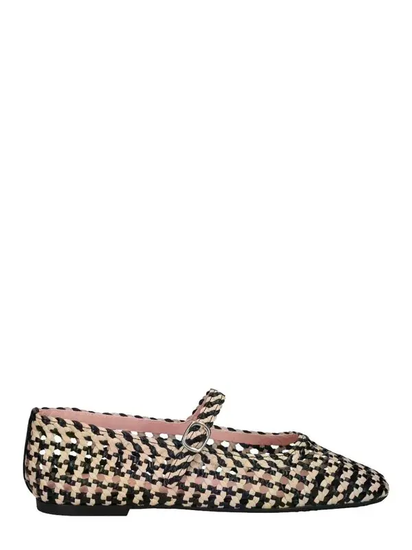 Pretty Ballerinas Buckle-strap Woven Ballerina Flat - Black