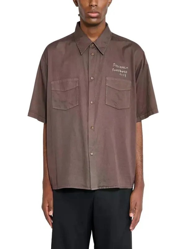 STOCKHOLM SURFBOARD CLUB Pocket Short-sleeve Shirt - Brown