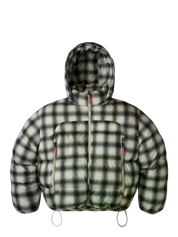 GV GALLERY Plaid Hooded Puffer Jacket - Neutrals