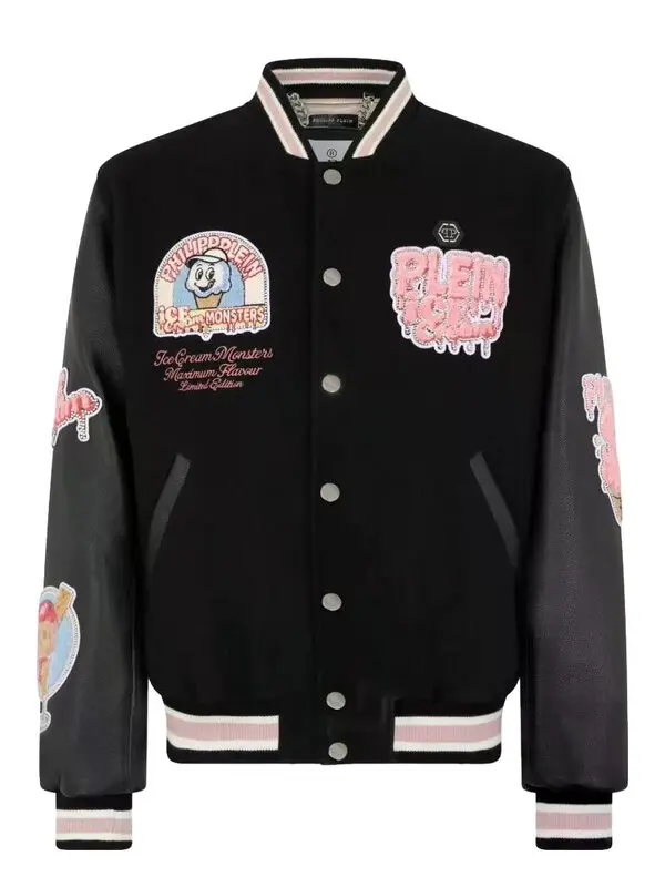 Philipp Plein Appliqué Bomber Jacket - Black