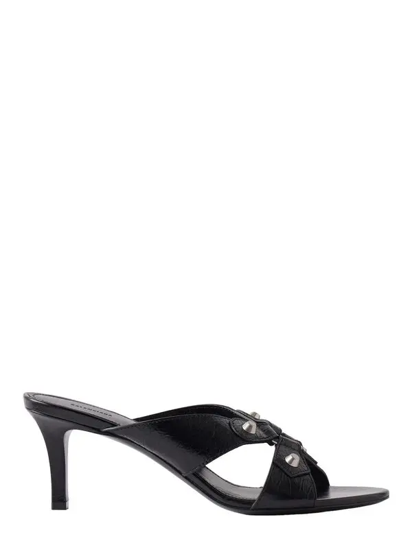 Balenciaga City Embellished Crinkled-leather Sandals - Black