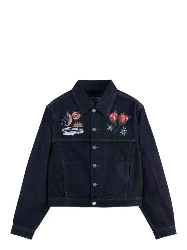 Scotch & Soda Embroidered Denim Jacket - Blue