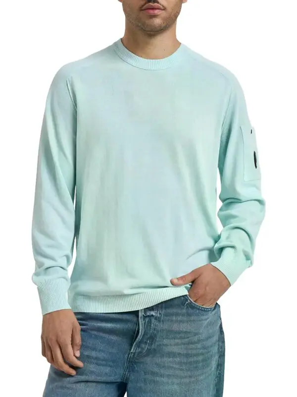 C.P. COMPANY Crewneck Sweater With Sleeve Pocket Detail - Blue