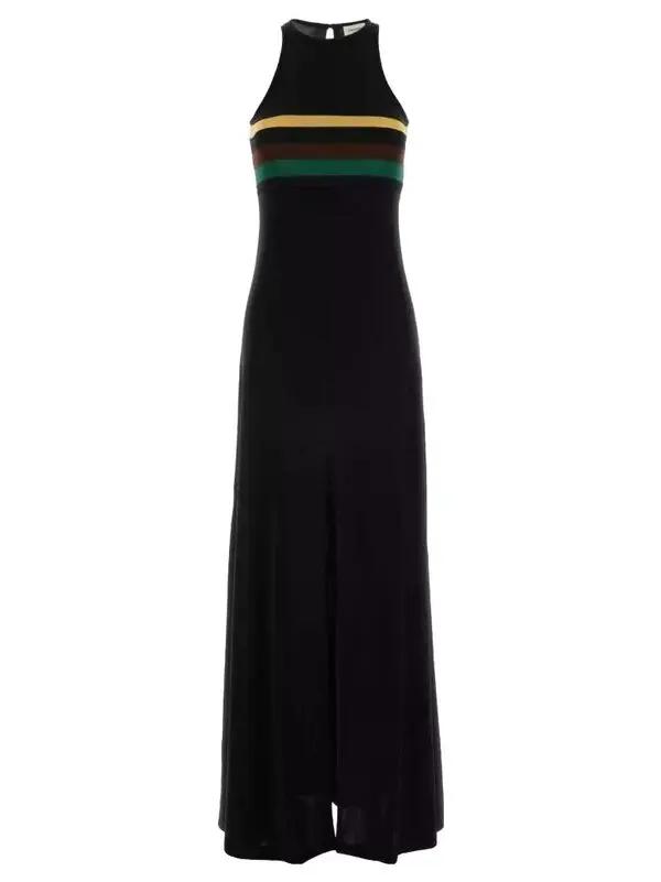 Saint Laurent Striped Viscose Dress - Black