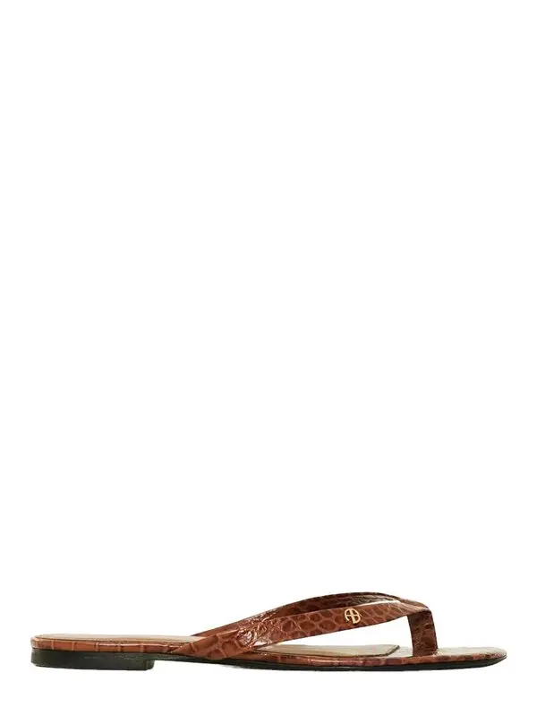 ANINE BING Noelle Croc-embossed Flat Sandals - Brown