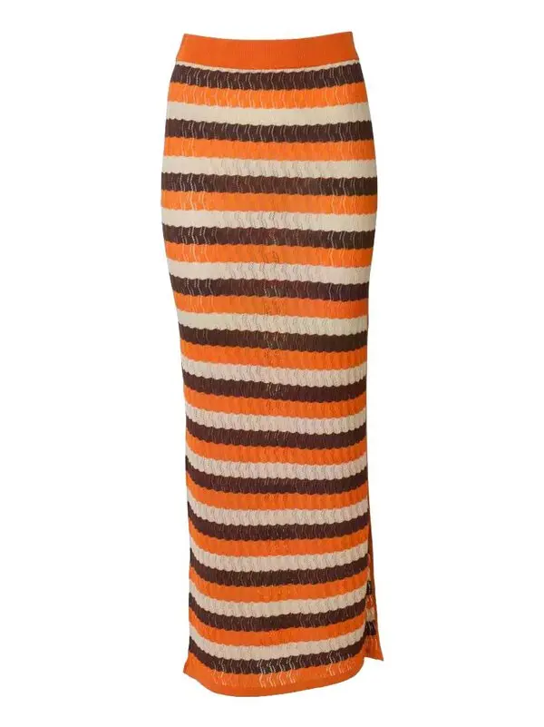 Dodo Bar Or Striped Knit Skirt - Orange