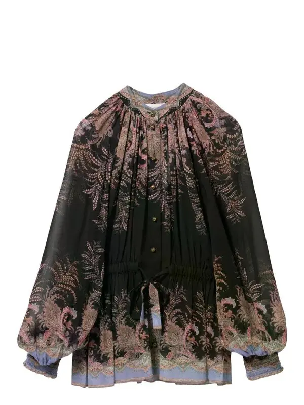 Zimmermann Floral Print Long Sleeve Blouse - Black