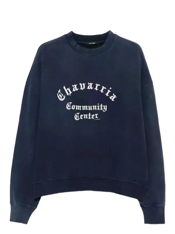WILLY CHAVARRIA Print-detail Crew Neck Sweater - Blue