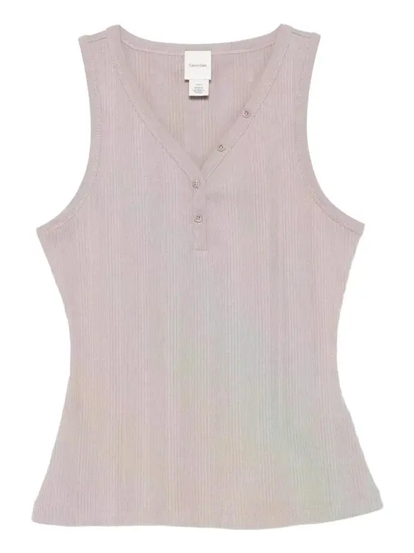 Calvin Klein Button Ribbed Tank Top - Purple