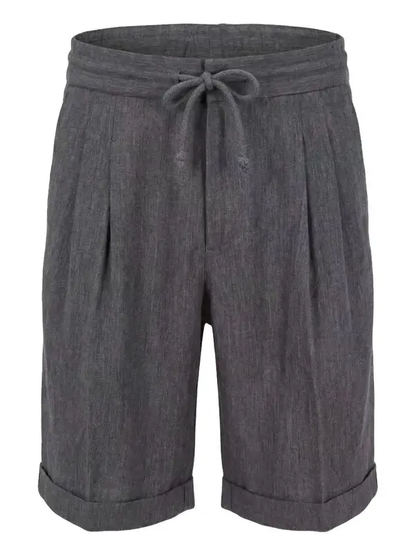 Brunello Cucinelli Drawstring Linen Shorts - Grey