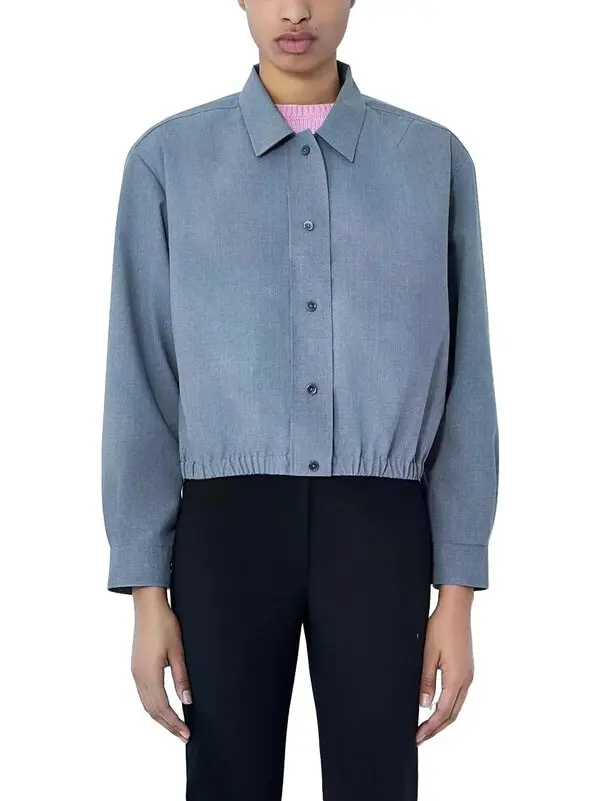JIL SANDER Cropped Wool Jacket - Blue
