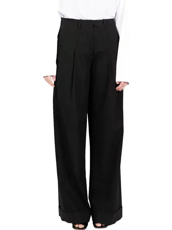 SOCIETE ANONYME Pleated Wide-leg Trousers - Black